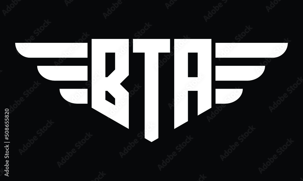 BTA three letter logo, creative wings shape logo design vector template ...