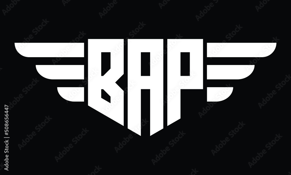 BAP three letter logo, creative wings shape logo design vector template ...