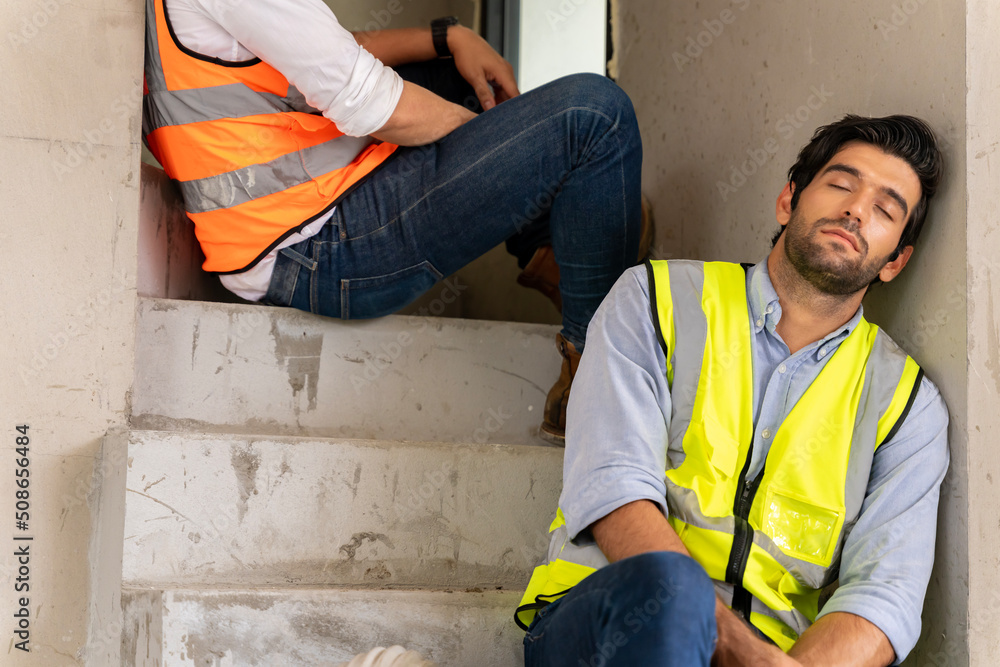 Civil engineers are tired from working in the hot sun. has come to ...