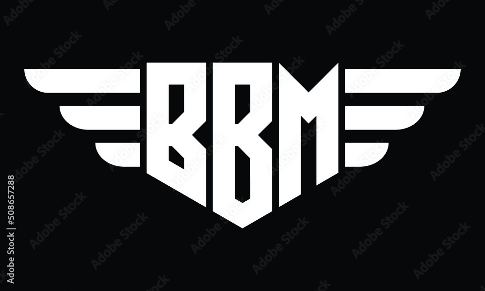 Vecteur Stock BBM three letter logo, creative wings shape logo design ...