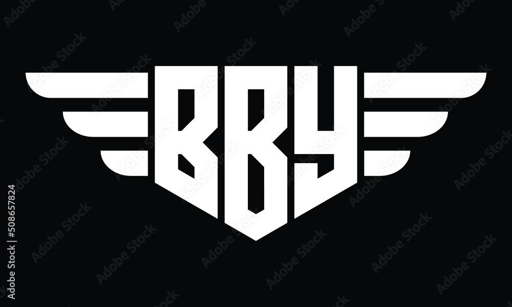 BBY three letter logo, creative wings shape logo design vector template ...