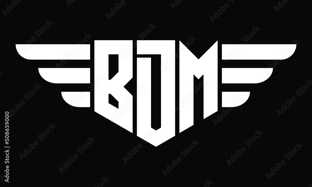BDM three letter logo, creative wings shape logo design vector template ...