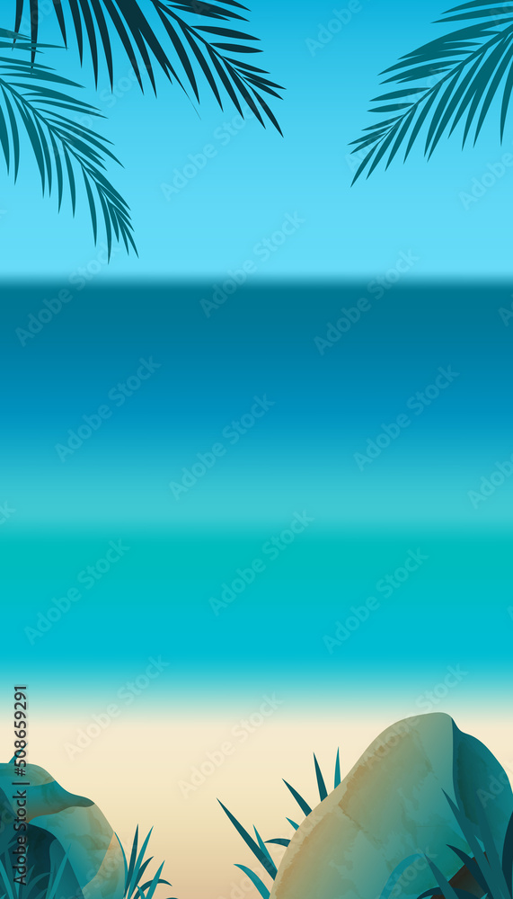 Summer blank vertical banner , template for social media, ads. Vector ...