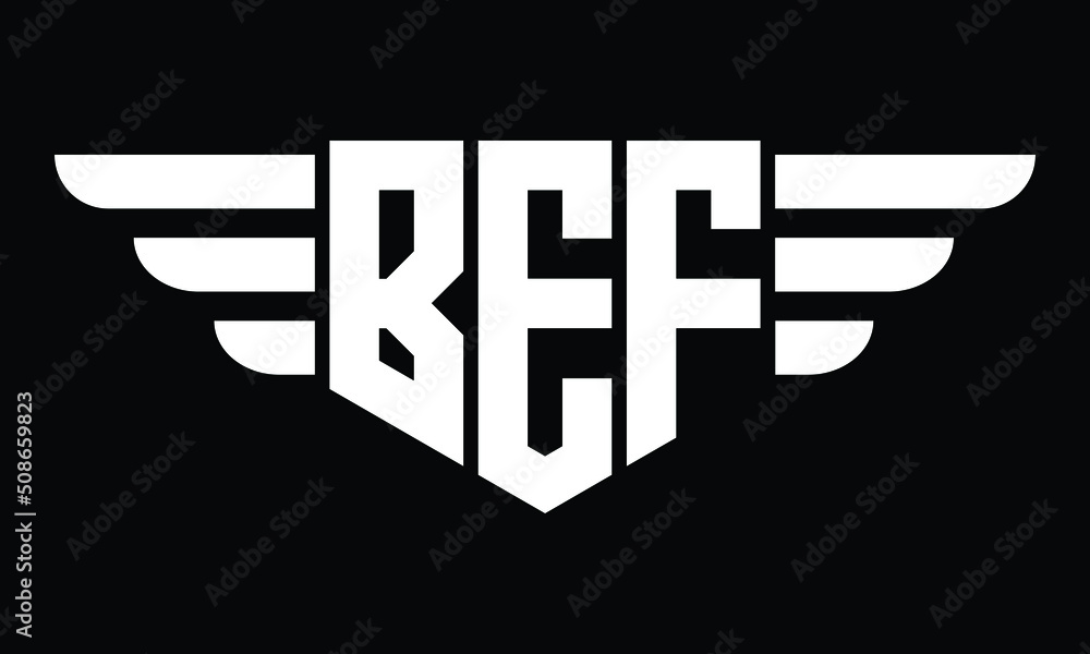BEF three letter logo, creative wings shape logo design vector template ...