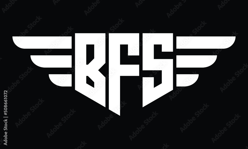 BFS three letter logo, creative wings shape logo design vector template ...