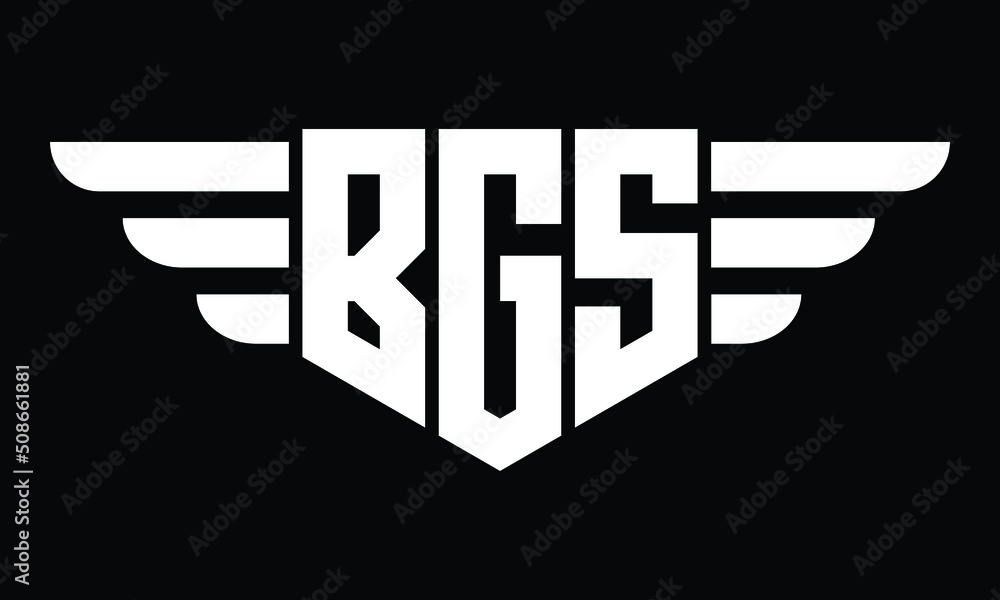 BGS three letter logo, creative wings shape logo design vector template ...