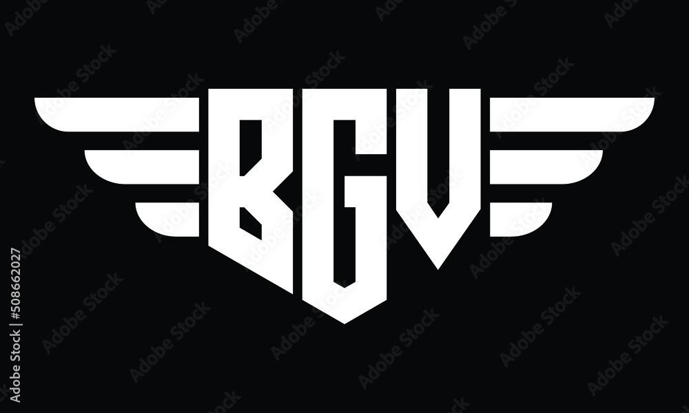 BGV three letter logo, creative wings shape logo design vector template ...