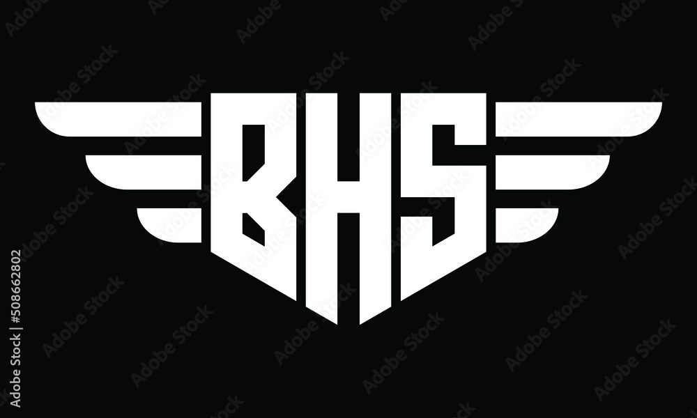 BHS three letter logo, creative wings shape logo design vector template ...