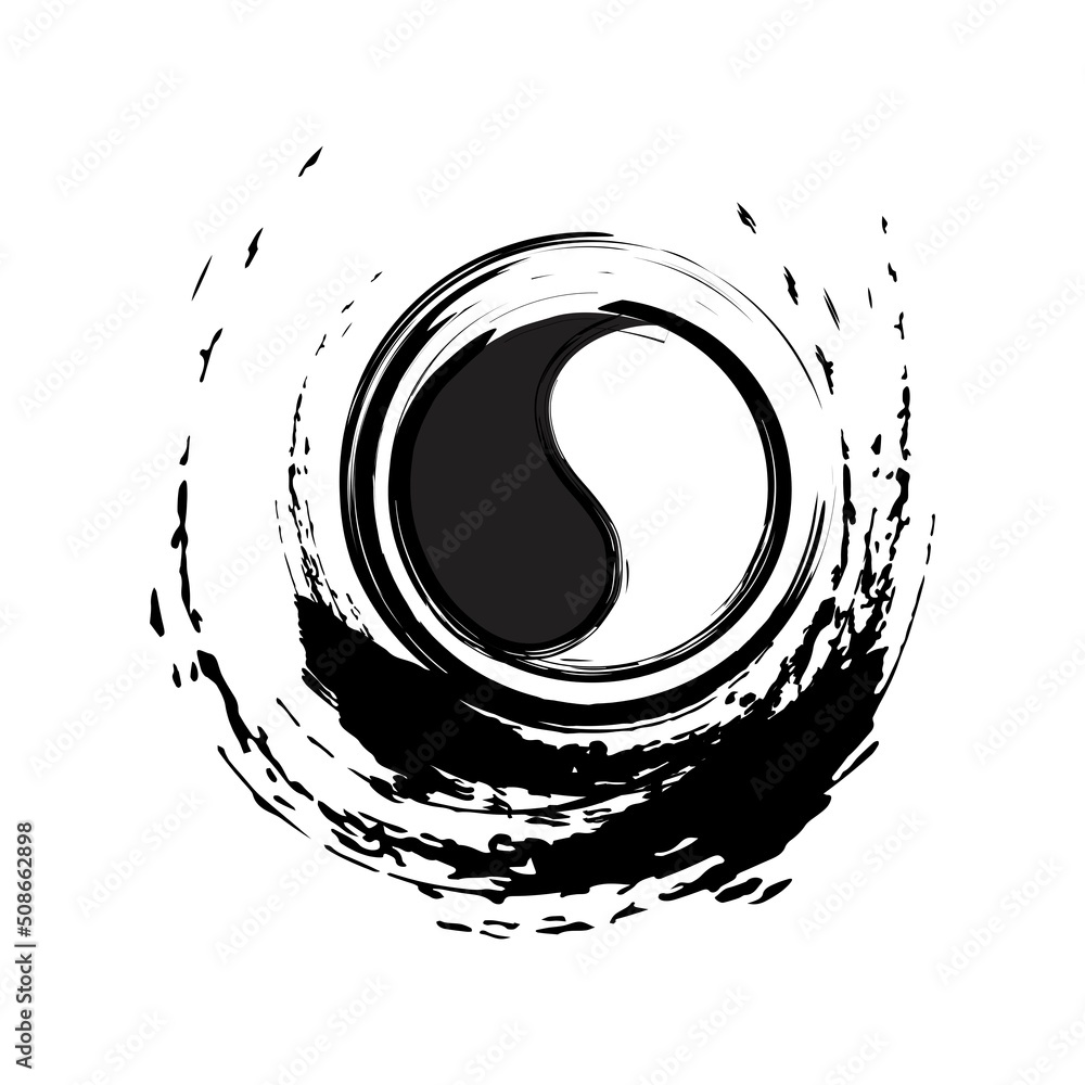 Abstract design of Yin and Yang symbol with brush stroke. Stock Vector ...