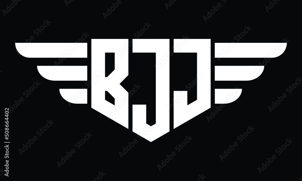 BJJ three letter logo, creative wings shape logo design vector template ...