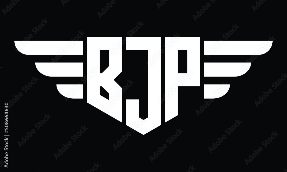 BJP three letter logo, creative wings shape logo design vector template ...