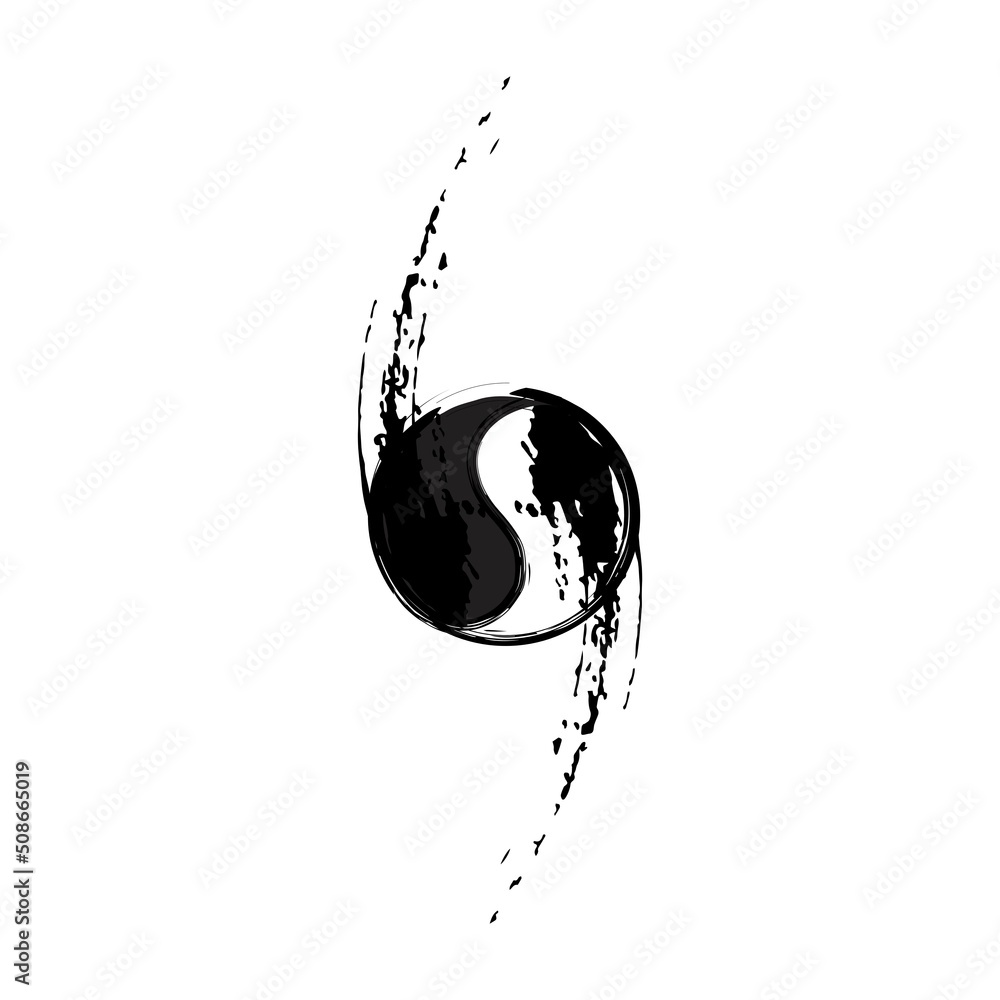 Simple abstract design of Yin and Yang symbol with brush stroke. Stock ...