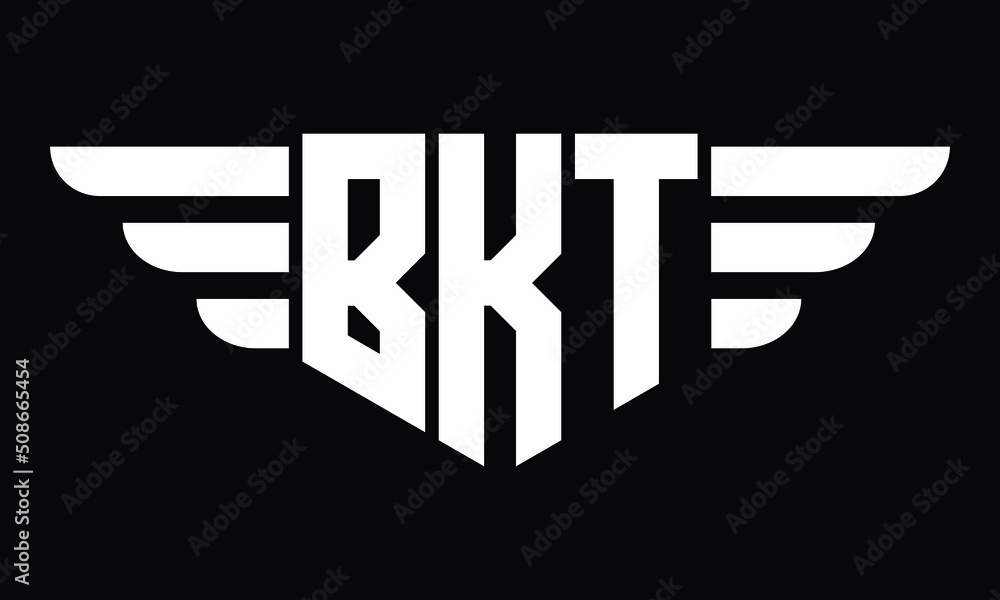 BKT three letter logo, creative wings shape logo design vector template ...