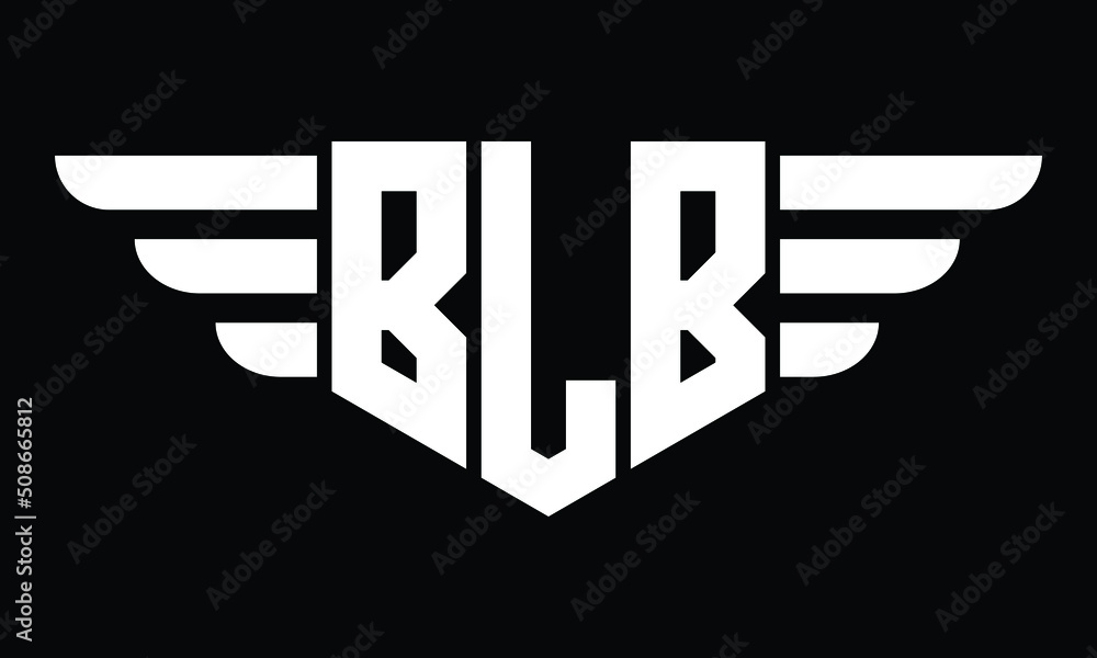 BLB three letter logo, creative wings shape logo design vector template ...