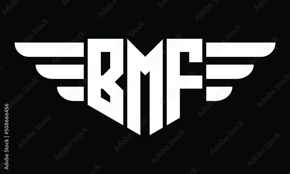 BMF three letter logo, creative wings shape logo design vector template ...