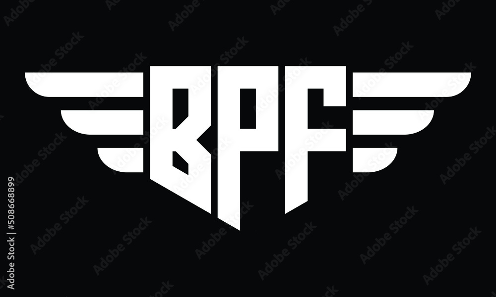 BPF three letter logo, creative wings shape logo design vector template ...