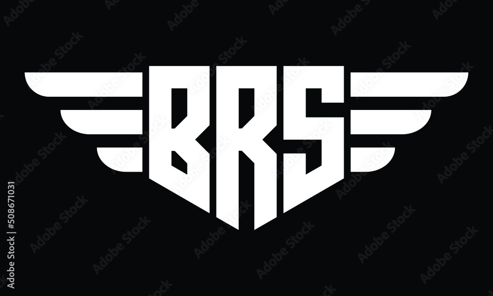 BRS three letter logo, creative wings shape logo design vector template ...