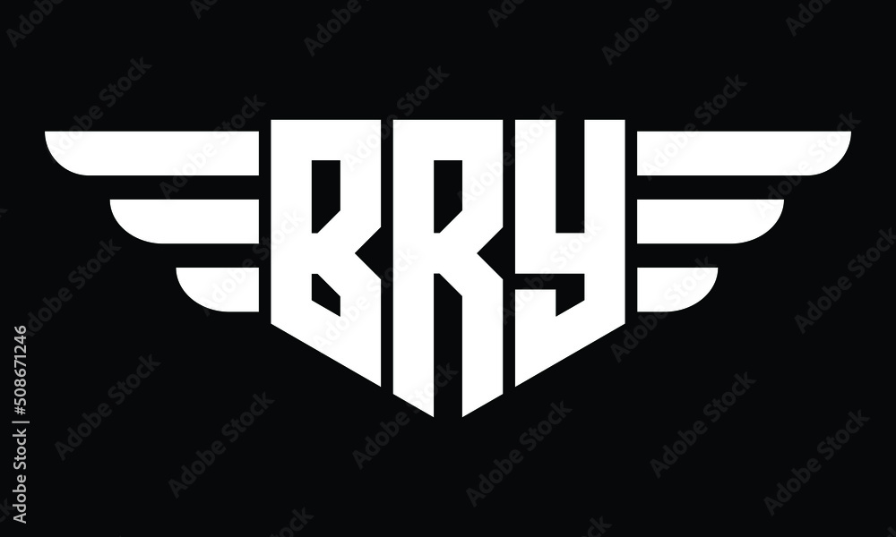 BRY three letter logo, creative wings shape logo design vector template ...