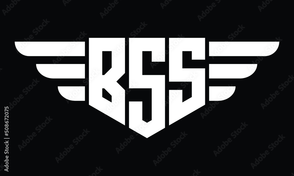 BSS three letter logo, creative wings shape logo design vector template ...