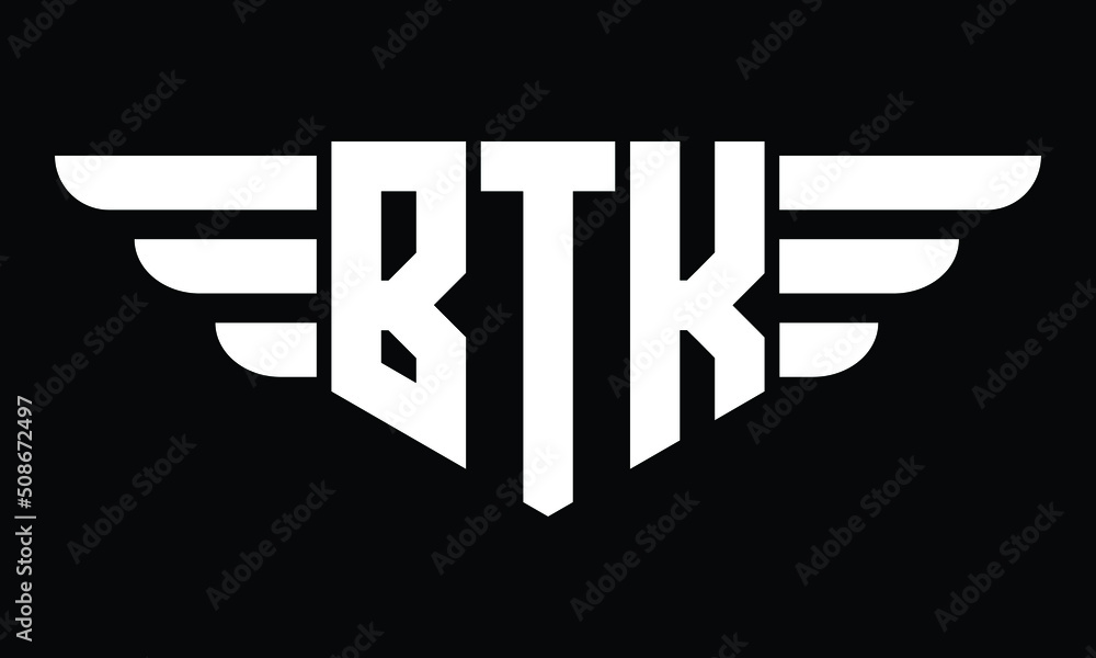 BTK three letter logo, creative wings shape logo design vector template ...