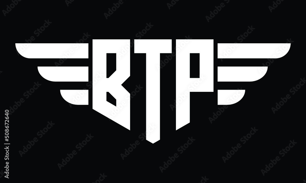 BTP three letter logo, creative wings shape logo design vector template ...