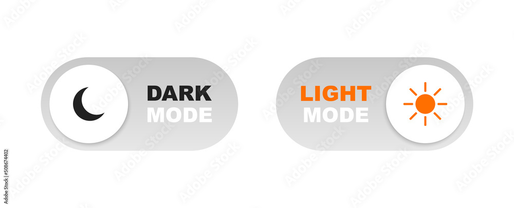 Day and night mode switch. On and Off toggle switch. Light and dark ...