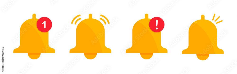 Notification bell icon set. Message bell icon. New notification ...