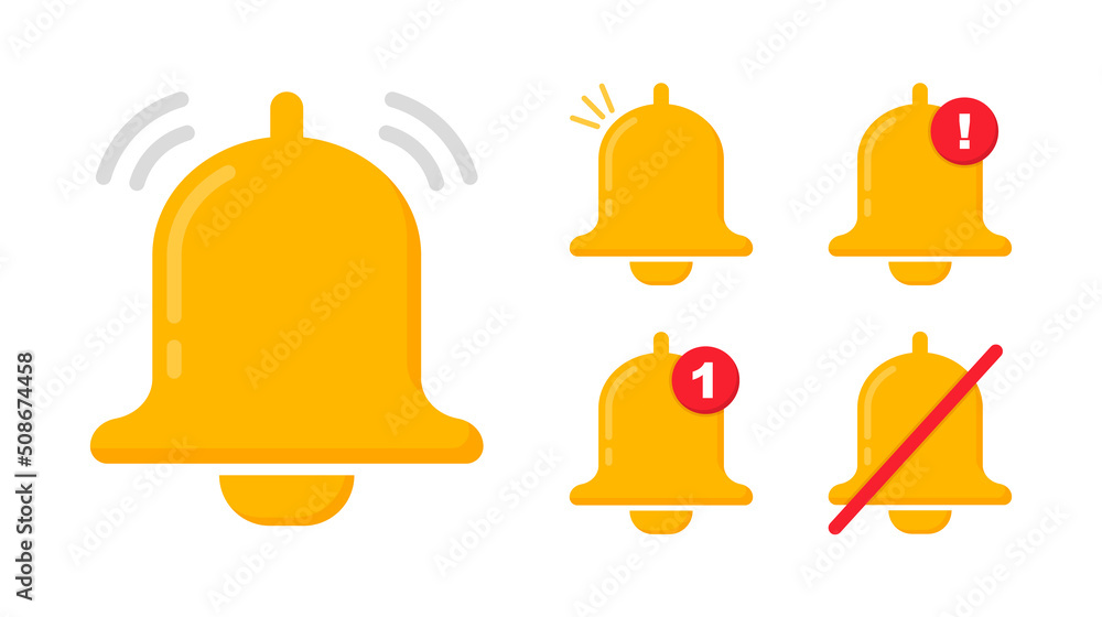 Notification bell icon set. Message bell icon. New notification ...
