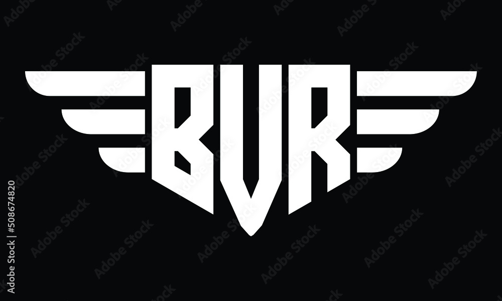 BVR three letter logo, creative wings shape logo design vector template ...