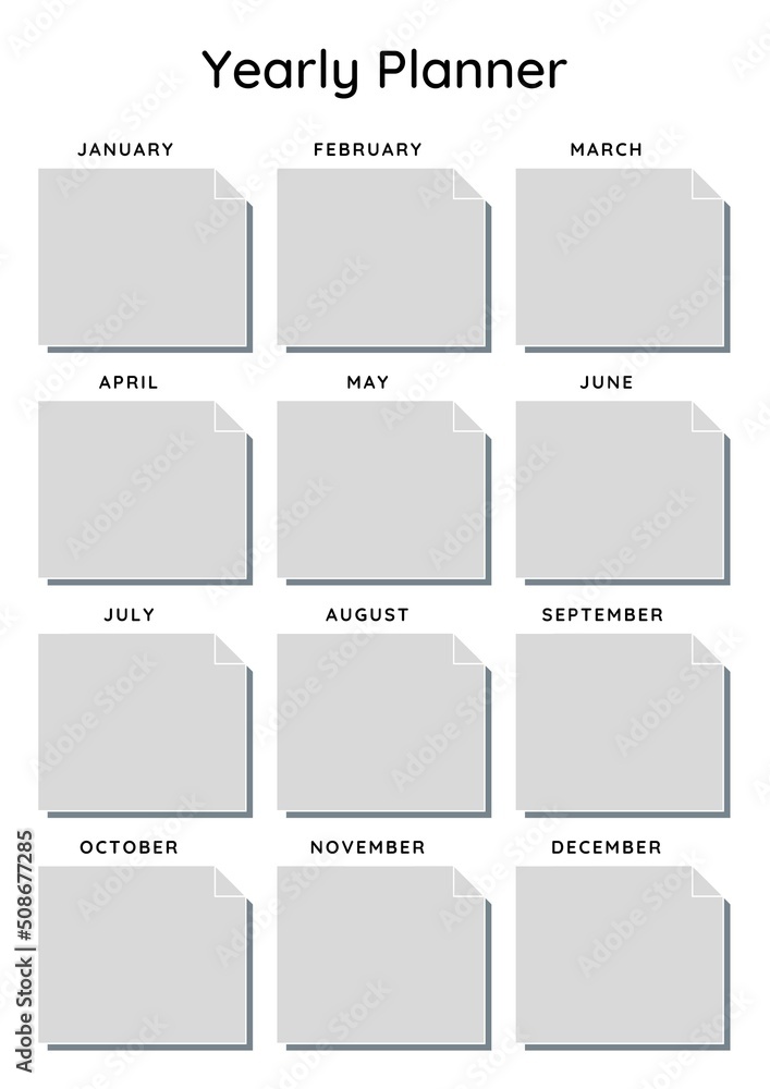 Printable Yearly Planner Sheet Stock Illustration | Adobe Stock