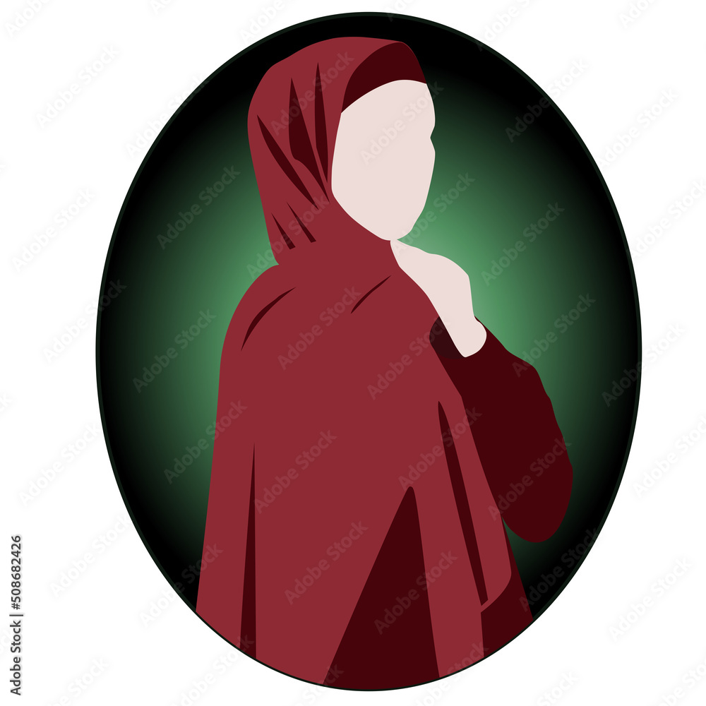 Portrait Of Covered Muslim Woman Silhouette. Hijab Style, Shaila On ...