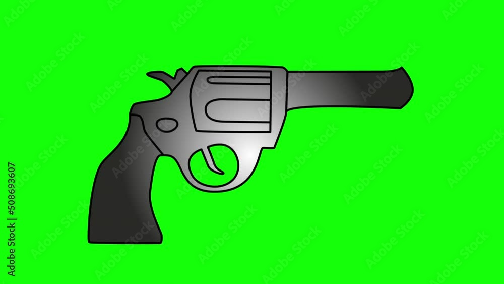 Gun, pistol seamless loop animation on green screen. Chroma key. Stock ...
