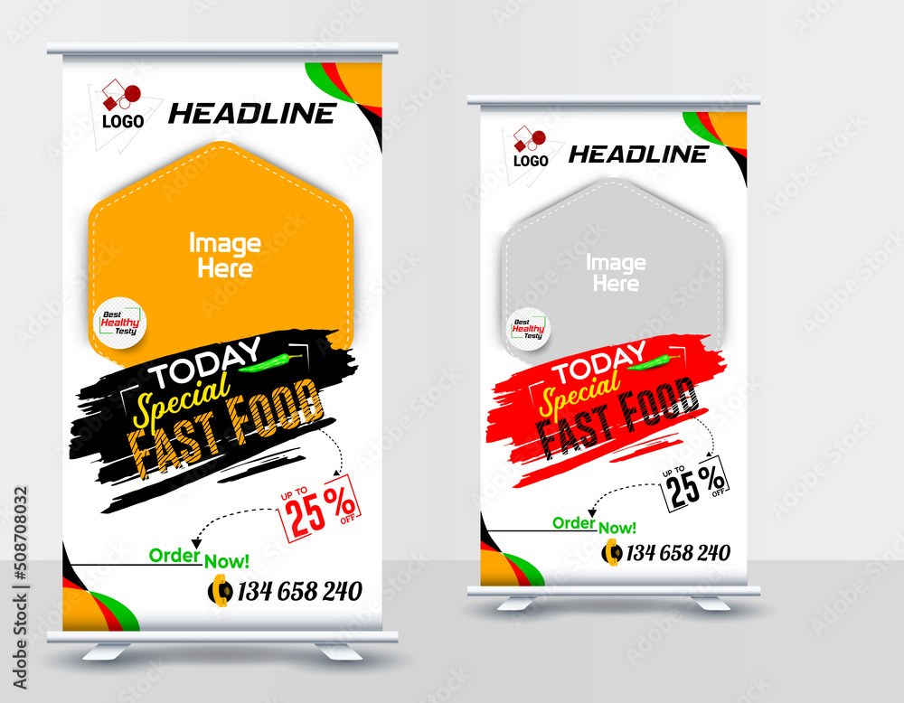 Food and Restaurant roll up banner design, Standee Food Design Banner ...