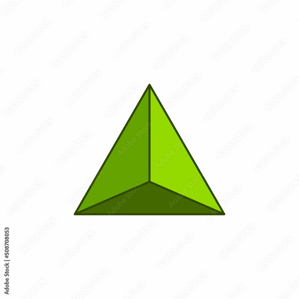 green tetrahedron or triangular pyramid shape.vector illustration ...
