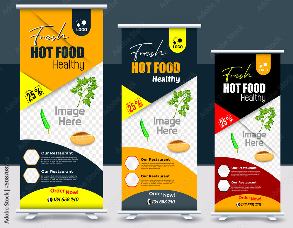 Food and Restaurant roll up banner design, Standee Food Design Banner ...
