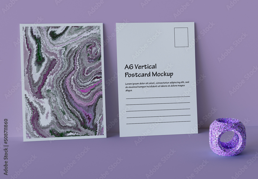 Vertical A6 Postcard Mockup Stock Template | Adobe Stock