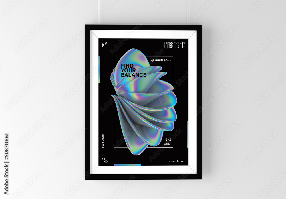 Holographic and Iridescent Event Poster Layout Stock Template | Adobe Stock