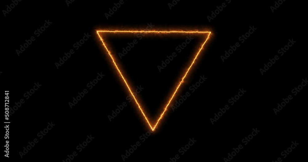 Fire triangle on a black background. Abstract hot triangle, flame frame ...
