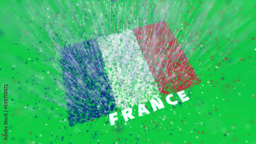 Animation video of the country France's flag displayed through tiny ...