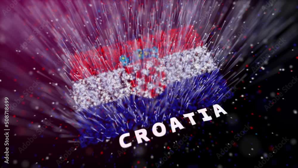 Animation video of the country Croatia's flag displayed through tiny ...