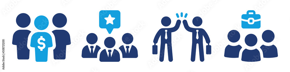 Team collaboration icon set. Teamwork concept vector illustration ...