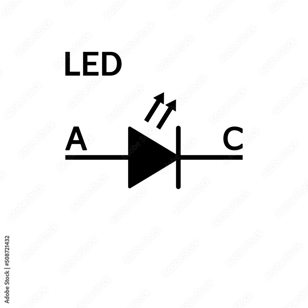 Light emitting diode (LED) vector electronic electrical symbol Stock ...
