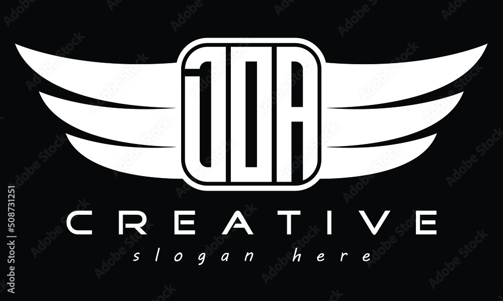 DOA three Letter wing symbol minimalist modern font creative concept ...