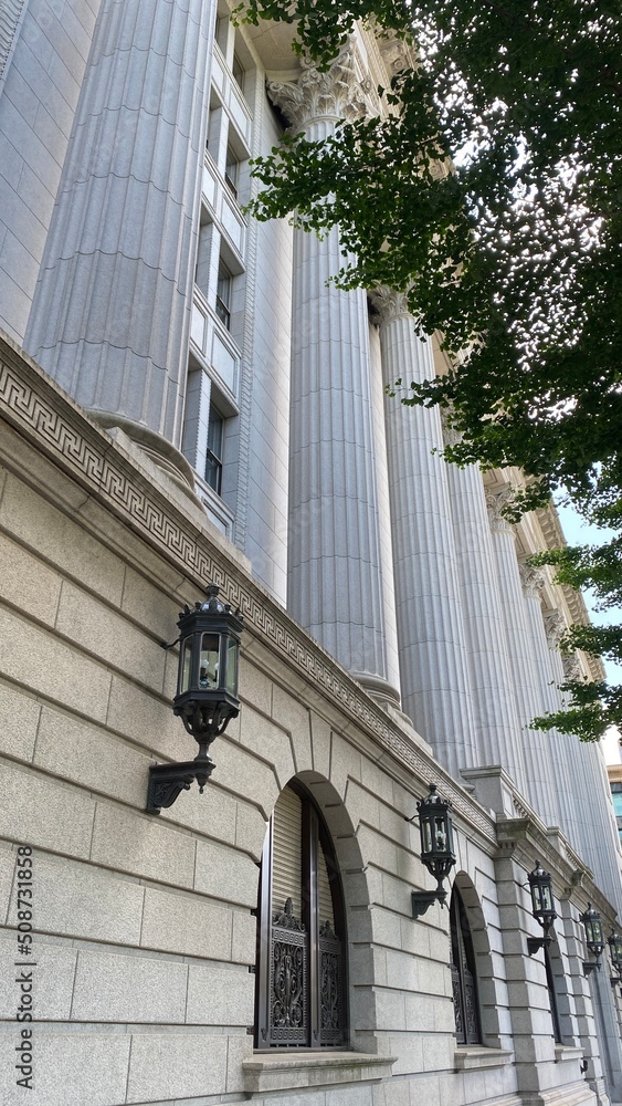 The neoclassical building details, the roman inspired western office ...