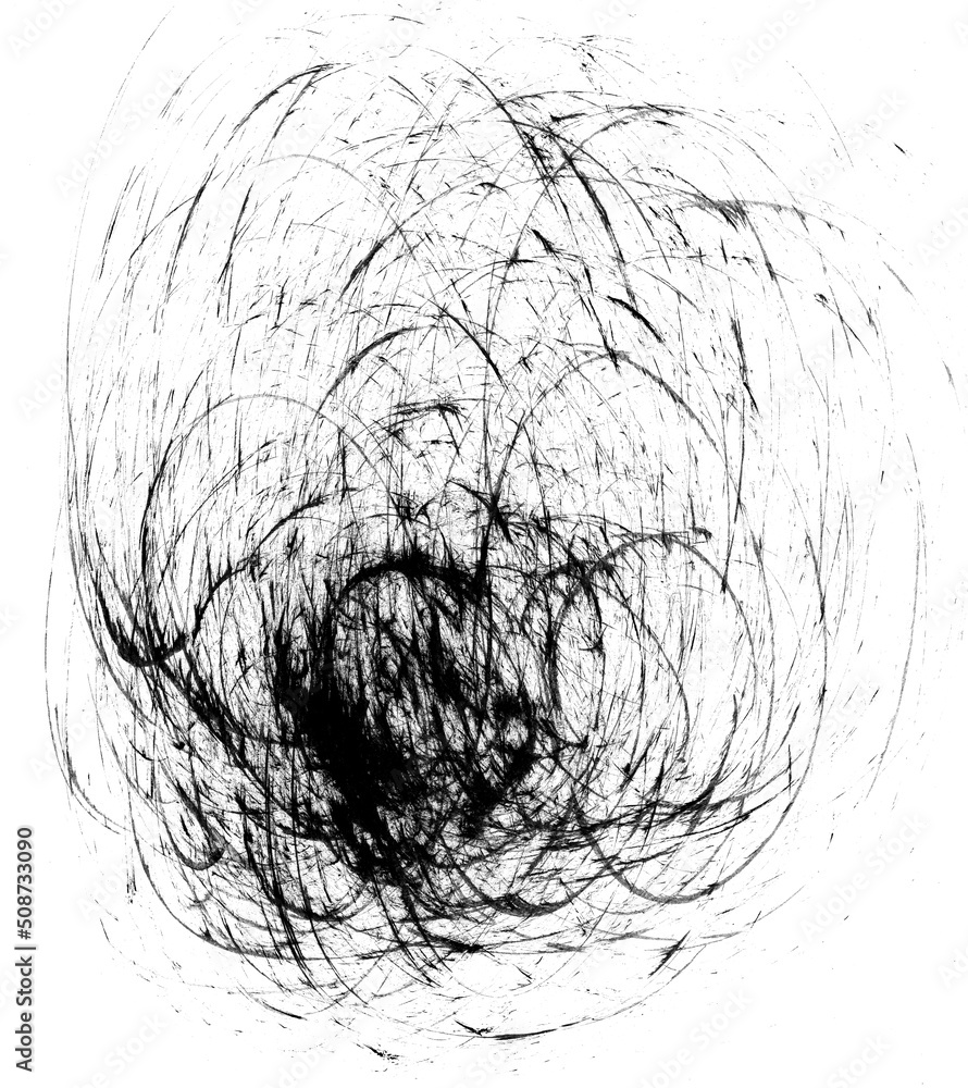 Black color stain (pattern) with acrylic paint blotch and brush strokes ...