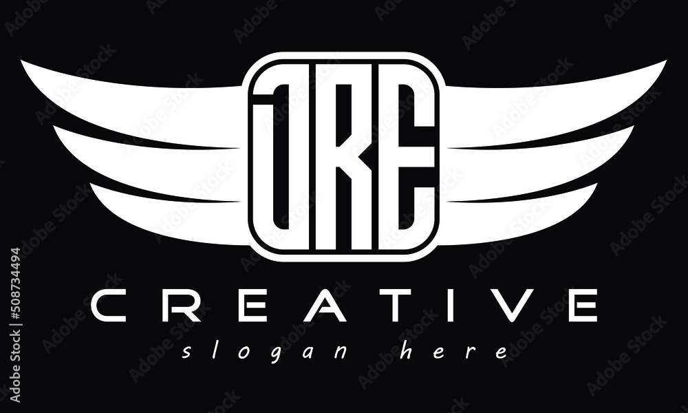 Vetor de DRE three Letter wing symbol minimalist modern font creative ...
