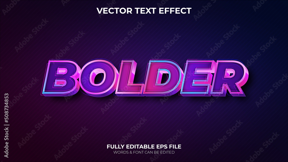 Modern Editable 3d Text Effect Modern Color Editable fonts vector files Stock Vector | Adobe Stock