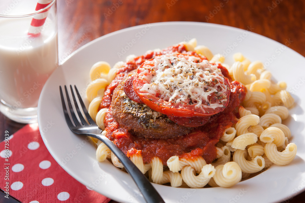 Kid-Friendly Italian Dinner - breaded chicken patty, pesto, marinara ...