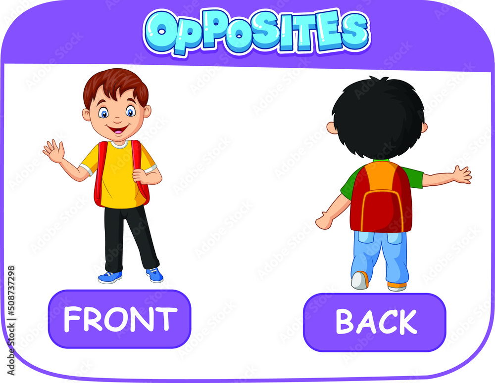 LEARNING OPPOSITES FRONT AND BACK Stock Vector | Adobe Stock