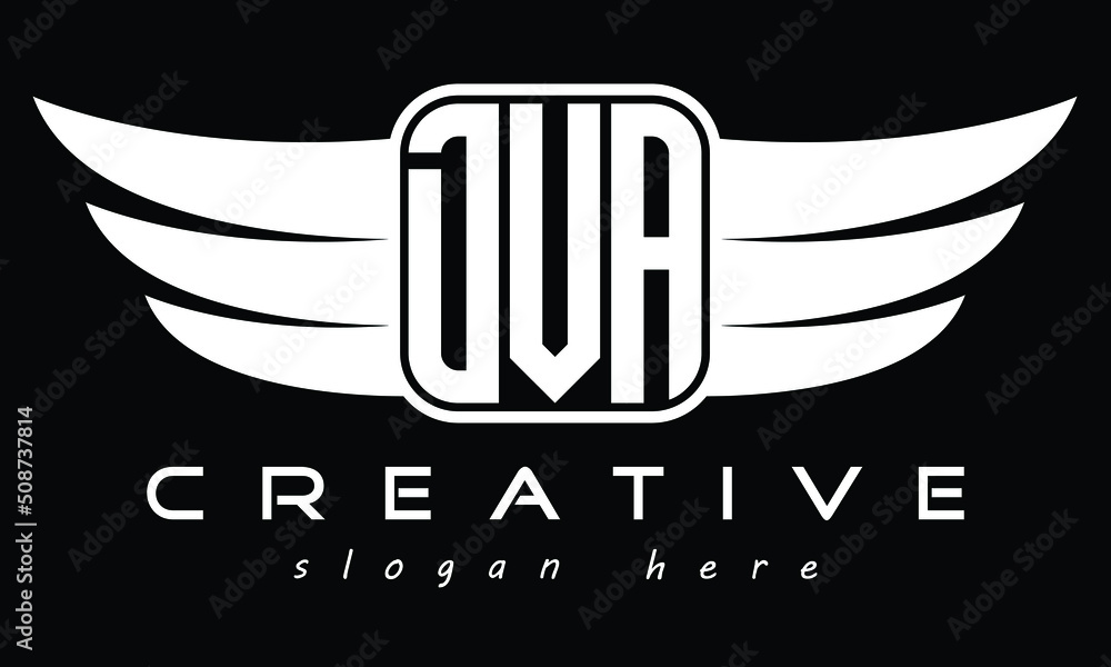 DVA three Letter Wings Flying Initial wing symbol minimalist creative ...